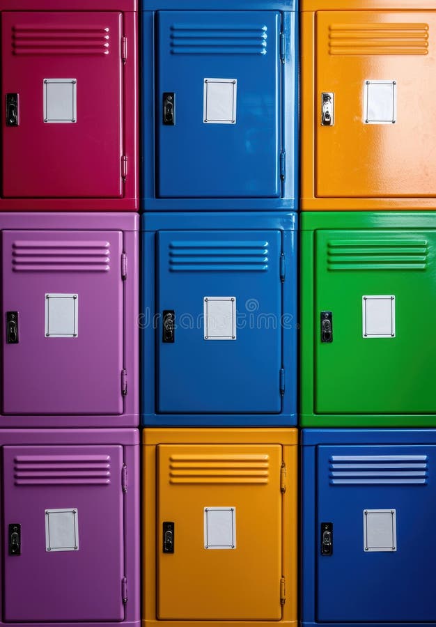 Colorful Lockers in a School or Office Setting Stock Illustration ...