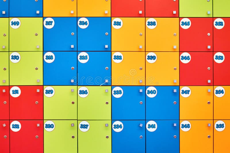 Colorful Lockers in a Shopping Moll. Closed Lockers As Background Stock ...