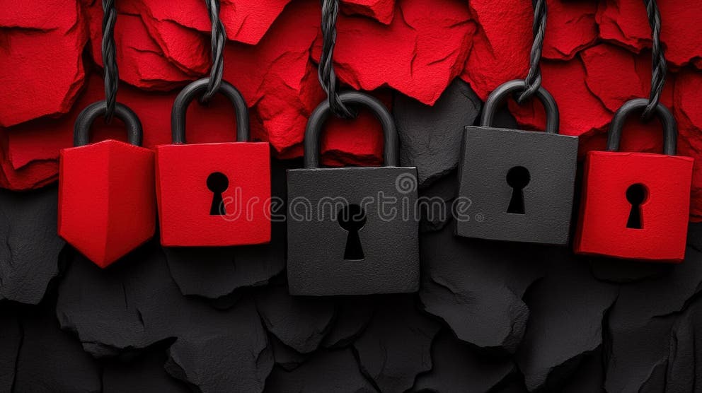 Colorful Locks on Chain Against Textured Background Symbolizing ...