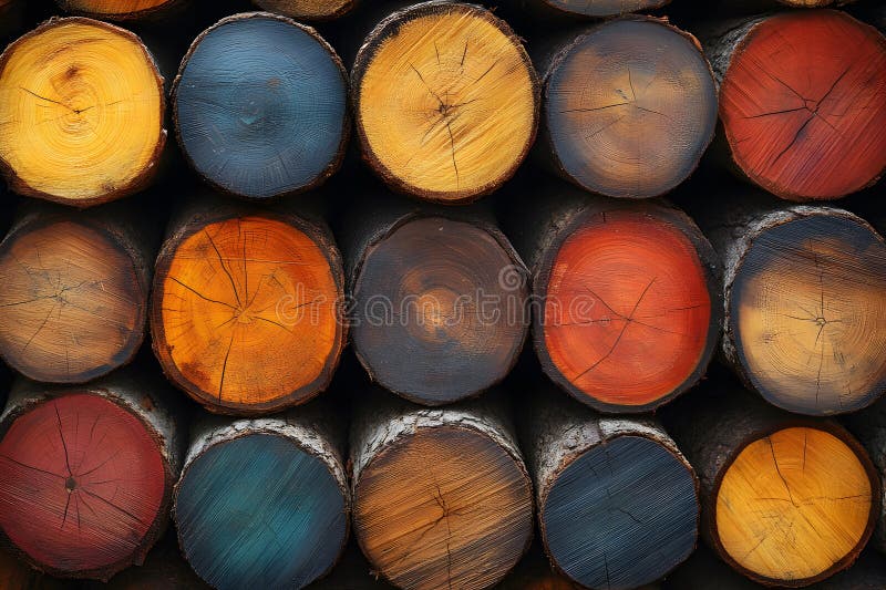 Colorful Log Ends Pattern for Rustic Cabin Decor and Nature Art ...