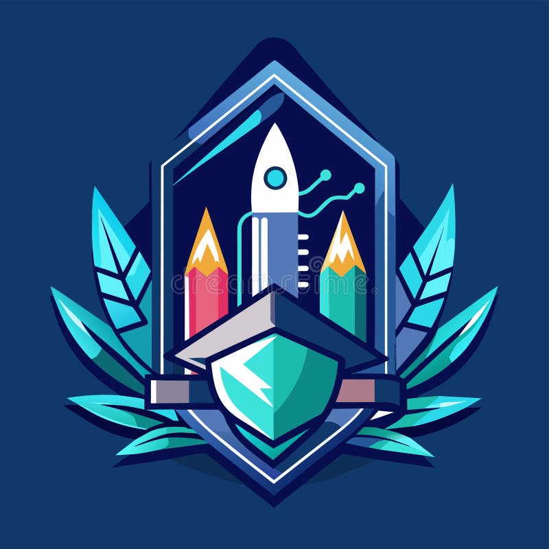 A Colorful Logo Design Featuring a Rocket, Pencils, and a Graduation ...
