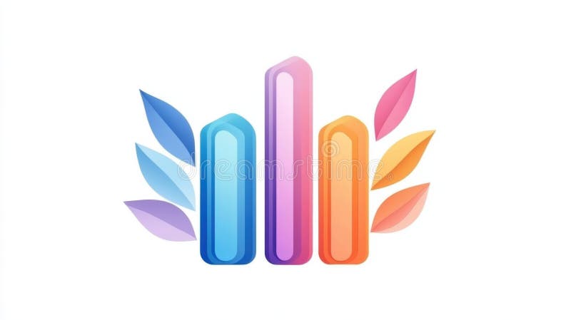 A Colorful Logo with Three Colored Sticks and Leaves, AI Stock ...