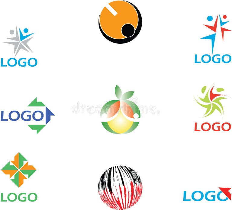 Colorful logos collection stock vector. Illustration of blue - 10415518