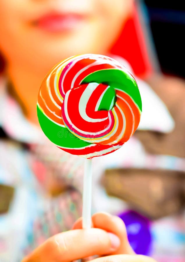 Big Colorful Lollipop Close Up Stock Image - Image of snack, green ...