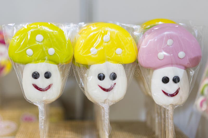 Colorful Lollipop Candy in a Store. Sweet Slice, Watermelon Lollipop on ...