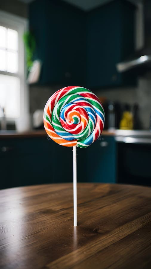 Colorful Lollipop Displayed on Kitchen Table, a Sugary Delight Stock ...