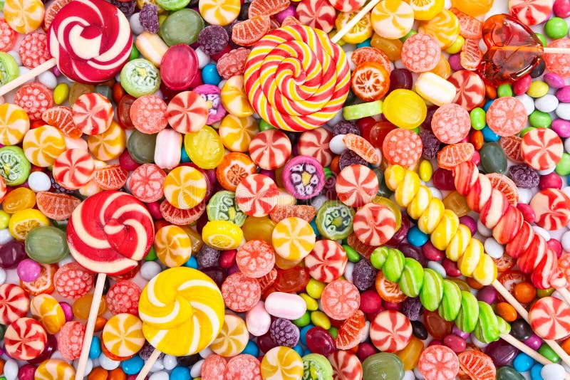Colorful Lollipops and Different Colored Round Candy. Stock Image ...