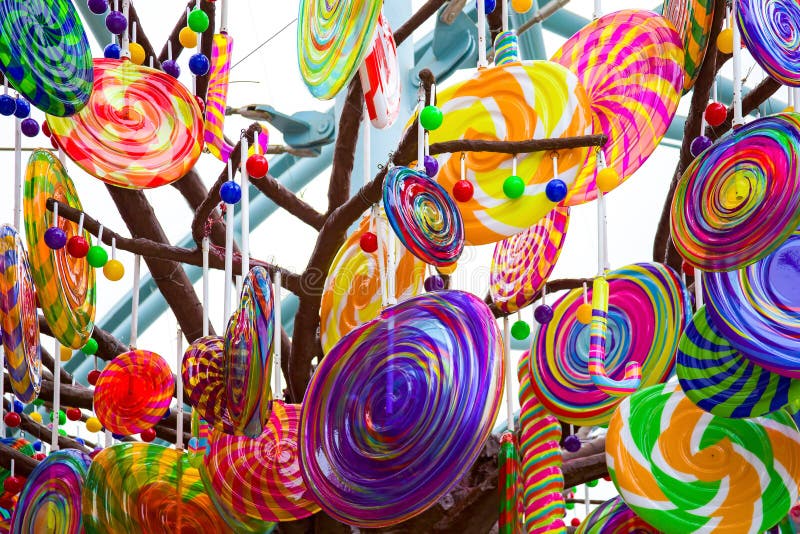 Colorful Lollipops and Different Colored Round Candy. Stock Image ...