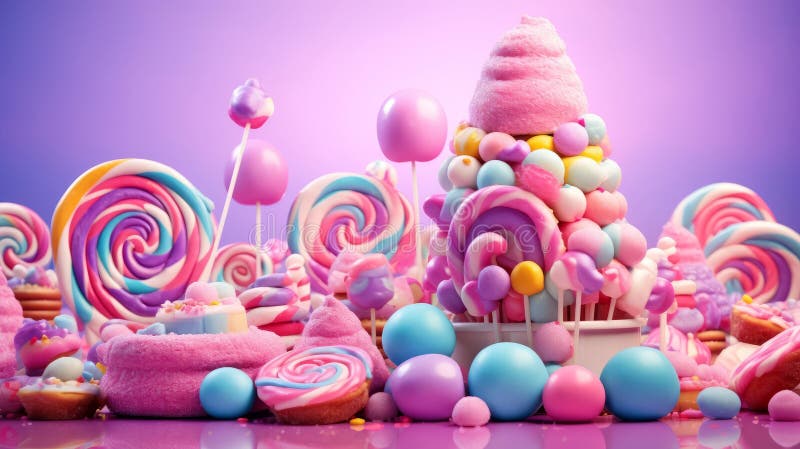 Colorful Lollipops and Other Sweets in Pastel Colors Stock Illustration ...