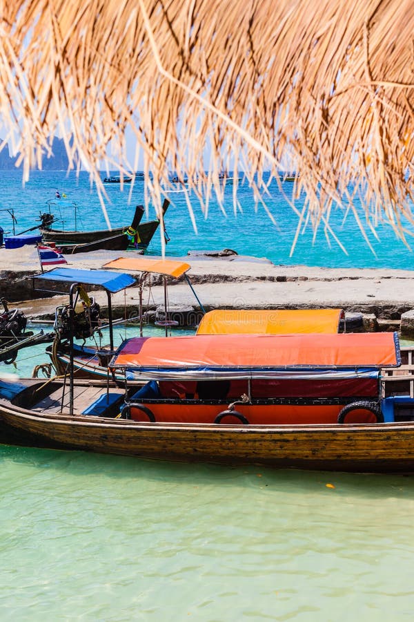 Colorful longtail boats stock photo. Image of andaman - 53779694