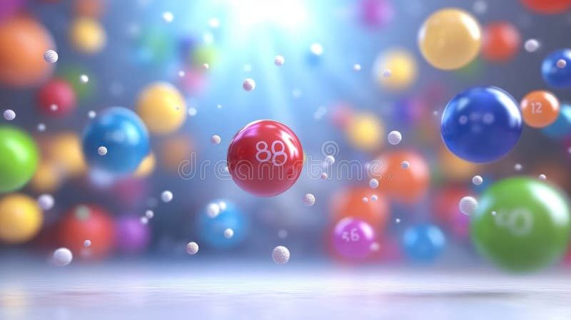 Colorful Lottery Balls Floating in a Dynamic, Illuminated Background ...