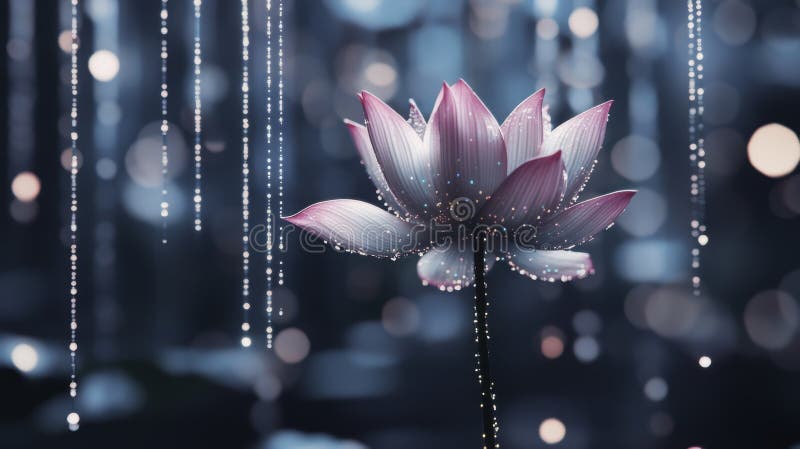 Lotus Flower Illuminated by Vibrant Rainbow Lights with Digital Binary ...