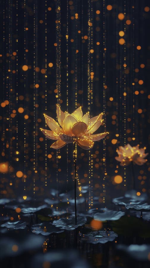Lotus Flower Illuminated by Vibrant Rainbow Lights with Digital Binary ... Lotus Flower Illuminated by Vibrant Rainbow Lights with Digital Binary ...