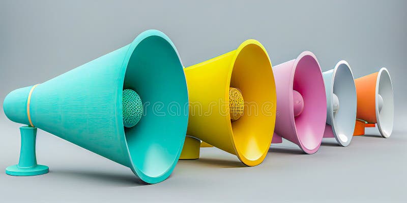 Colorful Loudspeakers Megaphone Set White Background Stock Illustration ...