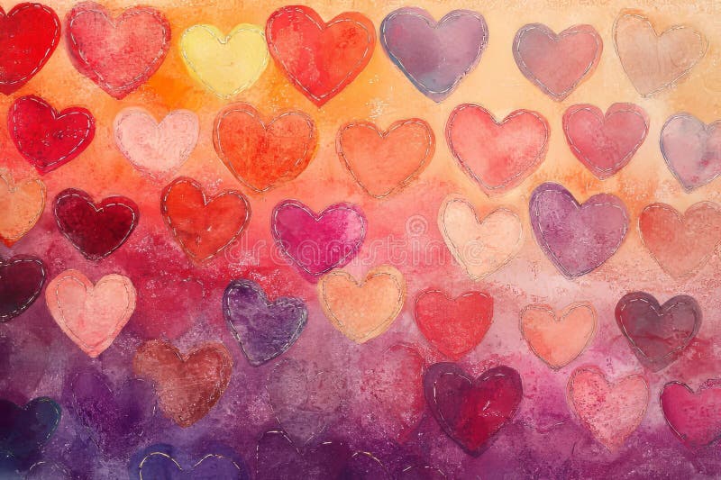 A Colorful Love Heart Pattern Depicted in an Illustration. a Print with ...