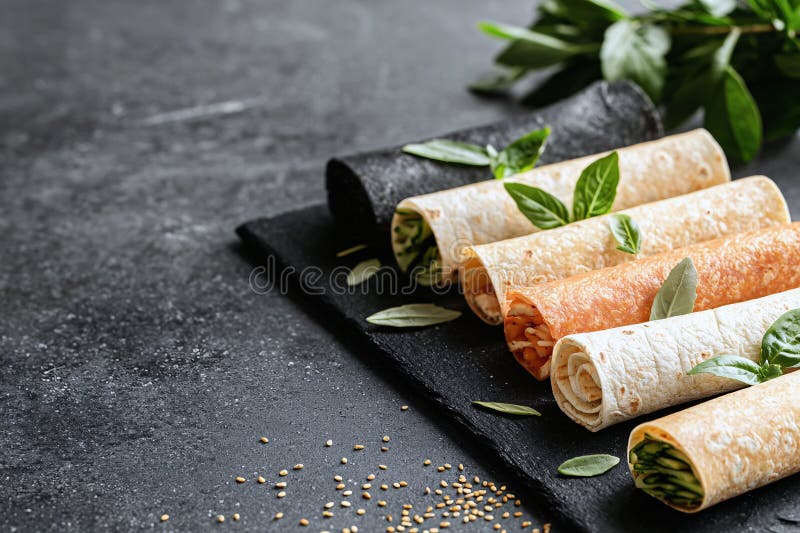 Colorful Low Fat Wraps Served Alongside a Graphical Display of Their ...