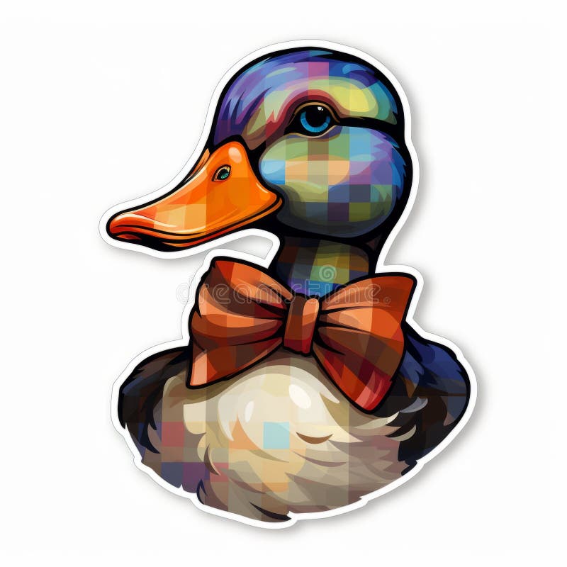 Colorful Low Poly Duck Patchwork Sticker with a Sleek Metallic Finish ...