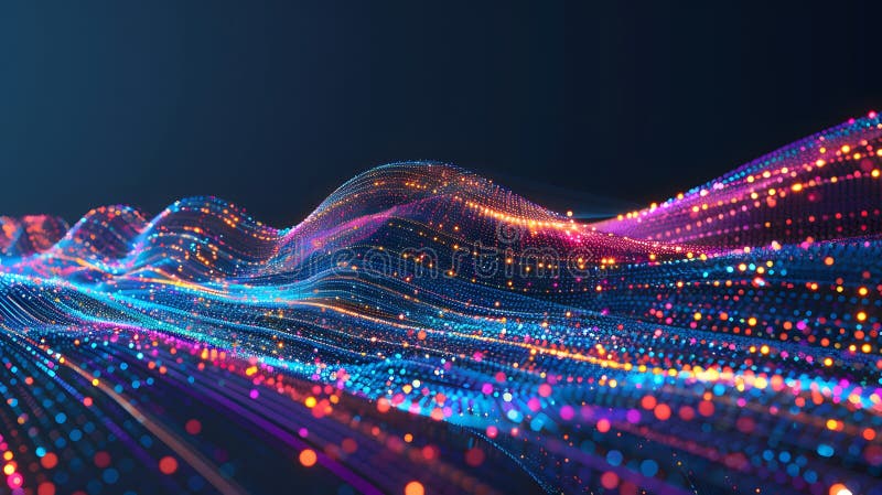 Colorful Low Poly Network with Data Transfer Concept Stock Illustration ...