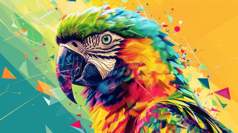 Colorful Low-Poly Parrot Illustration Stock Image - Image of neon ...