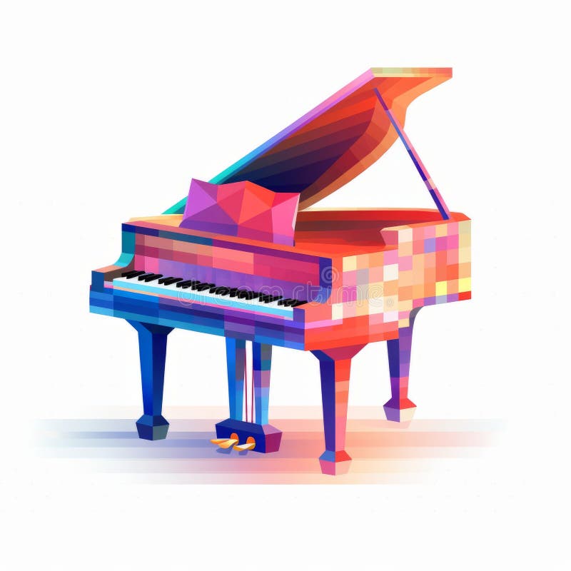 Colorful Low Poly Piano Illustration with Vibrant Gradients Stock ...