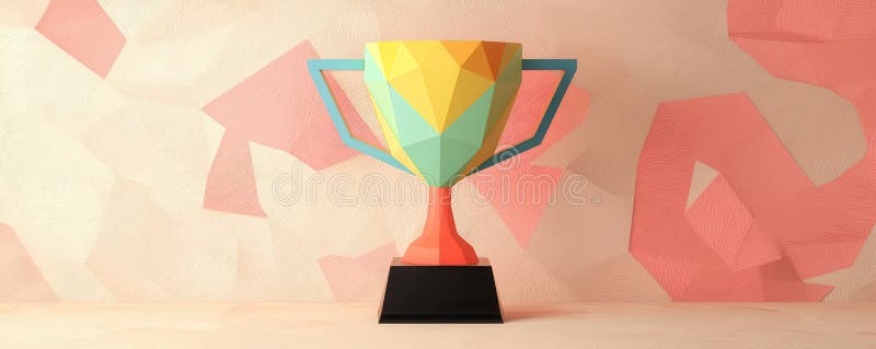 Colorful Low Poly Trophy on Pastel Background Stock Illustration ...
