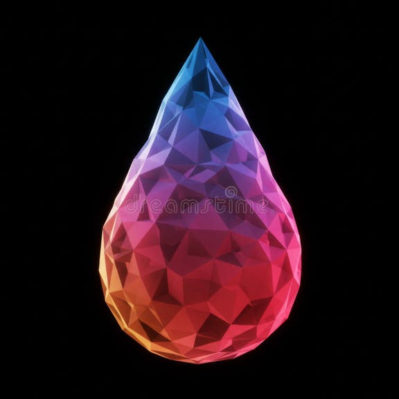 Colorful Low Poly Water Drop on Black Background Stock Illustration ...