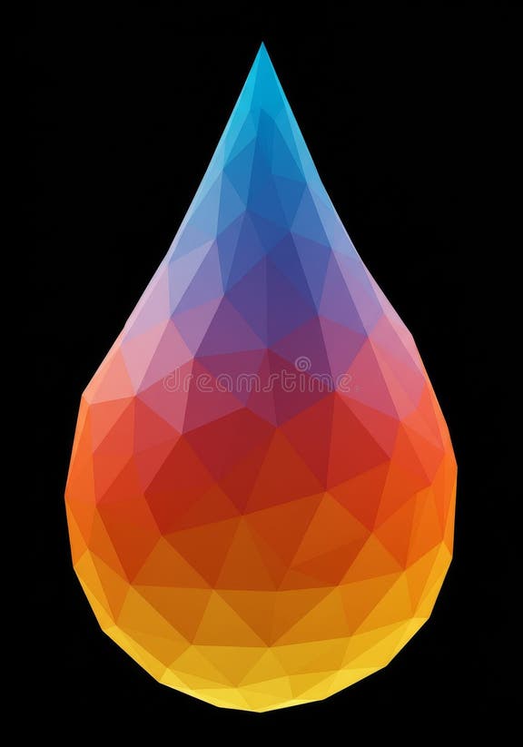 Colorful Low Poly Water Drop on Black Background Stock Illustration ...