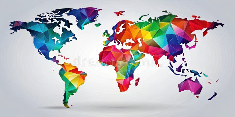Colorful Low Poly World Map Illustration for Global Concepts ...