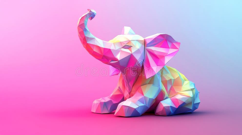 Colorful Lowpoly Elephant on Gradient Background Stock Illustration ...