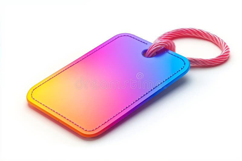 A Colorful Luggage Tag with a Red String Attached To it Stock ...