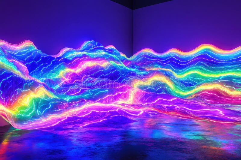 Colorful Luminous Waves Create a Striking Visual Display in Modern Art ...