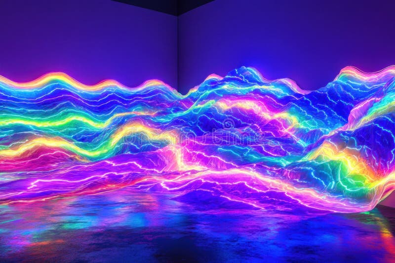Colorful Luminous Waves Create a Striking Visual Display in Modern Art ...