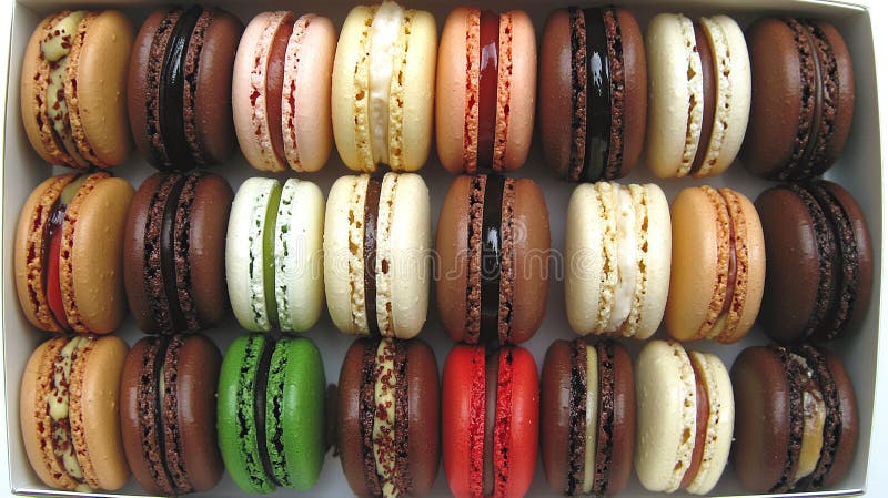 Colorful Macaron Assortment Box, Bakery, Overhead Shot, Gift Stock ...