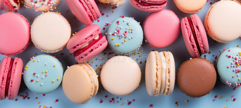 Colorful Macaron Cake, Top View Flat Lay, Sweet Macaron Minimalist ...