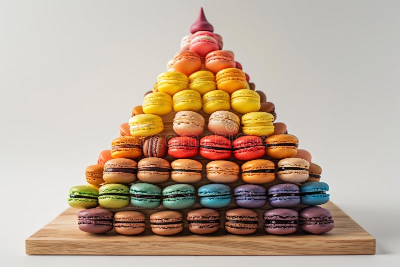 Colorful Macaron Pyramid on Wooden Board Stock Illustration ...