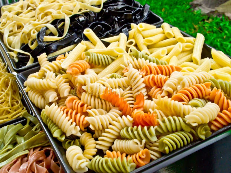 Colorful Macaroni and Pasta Prepared for Cooking Stock Photo - Image of ...