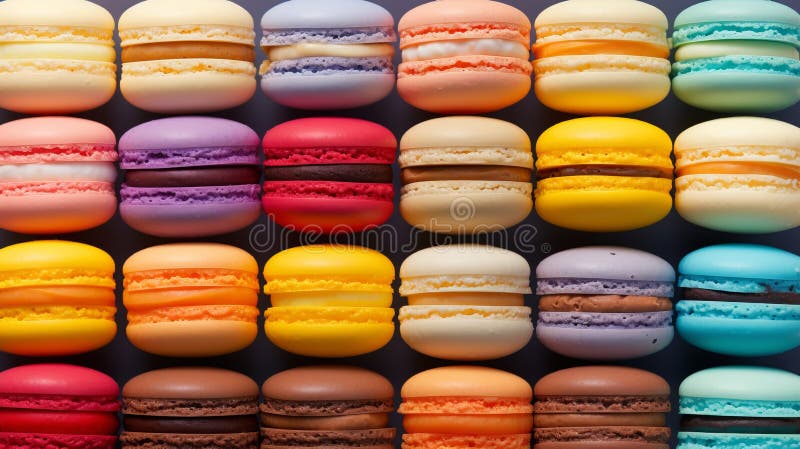 Colorful Macarons Cake, Top View Flat Lay, Minimalist Macaroon Pattern ...
