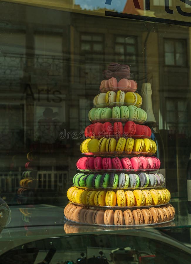 Pyramid of Colorful Macarons in a Shop-window Stock Image - Image of ...