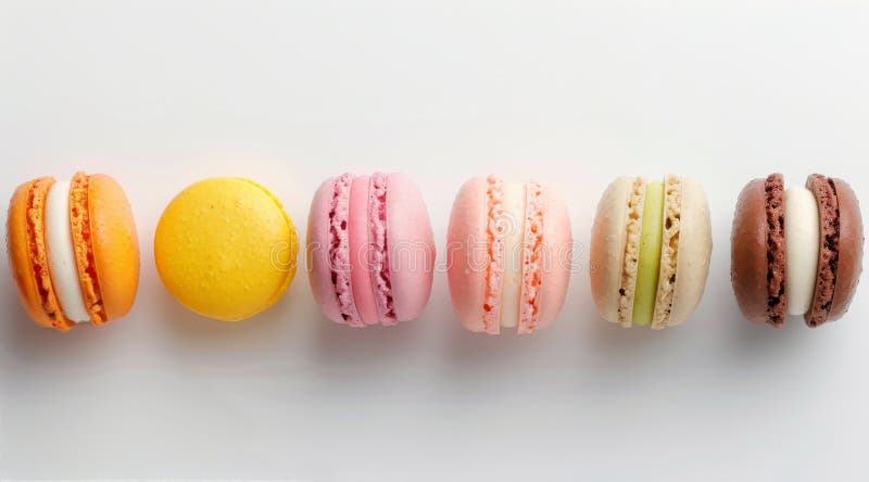 Colorful Macarons Displayed on White Background for Dessert ...