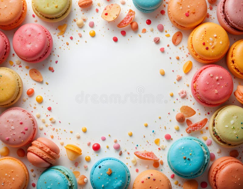 Colorful Macarons Frame a White Space for Text or Design Stock ...