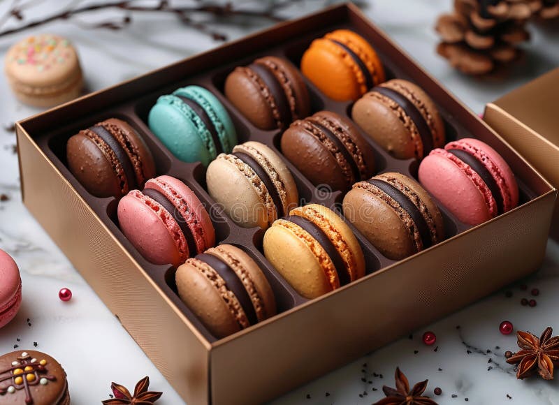Colorful Macarons Inside in a Gift Box Stock Photo - Image of snack ...