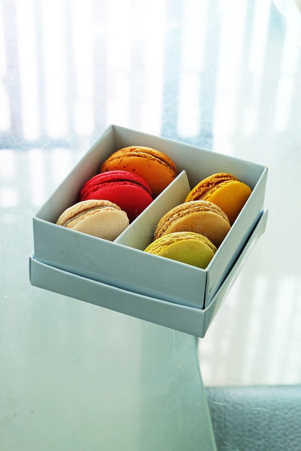 Colorful Macarons in the Paper Box Stock Image - Image of green ...