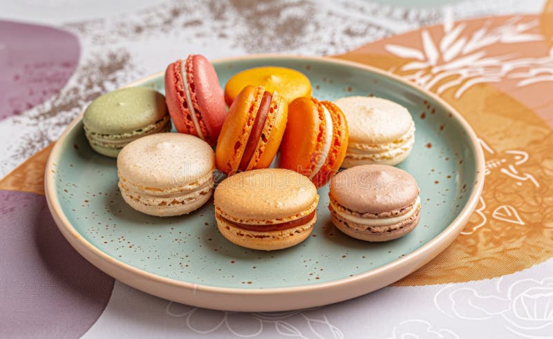 A Colorful Macarons on a Plate, Mexican Dishes Picture Stock ...