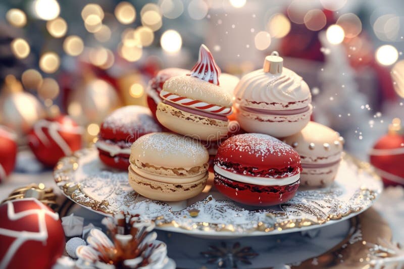 Colorful Macarons on a Plate, Perfect for Bakery or Dessert Concept ...