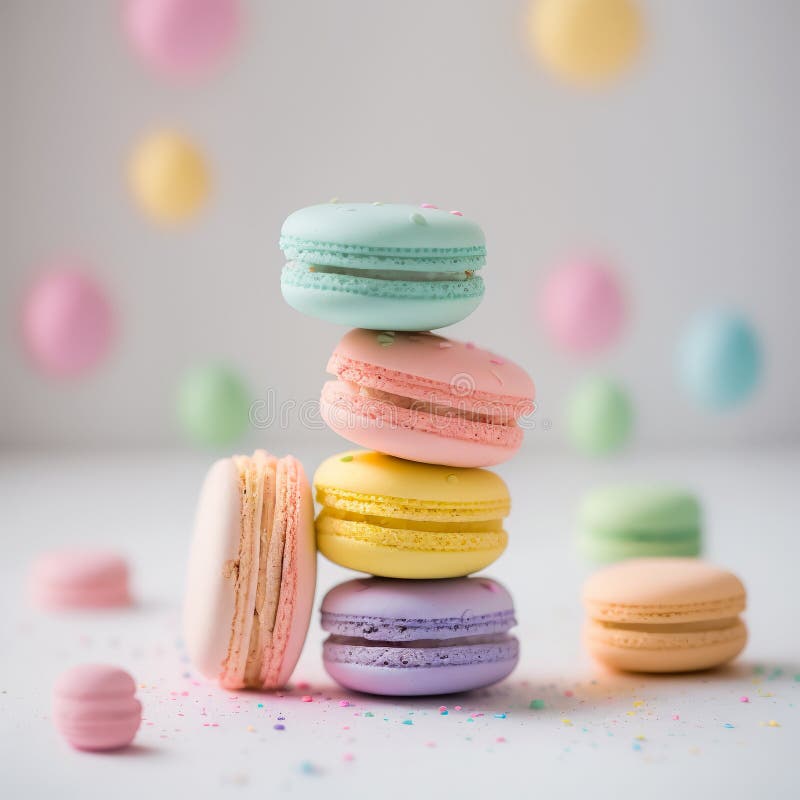 Colorful Macarons Stacked on Top of Each Other. Generative AI Stock ...