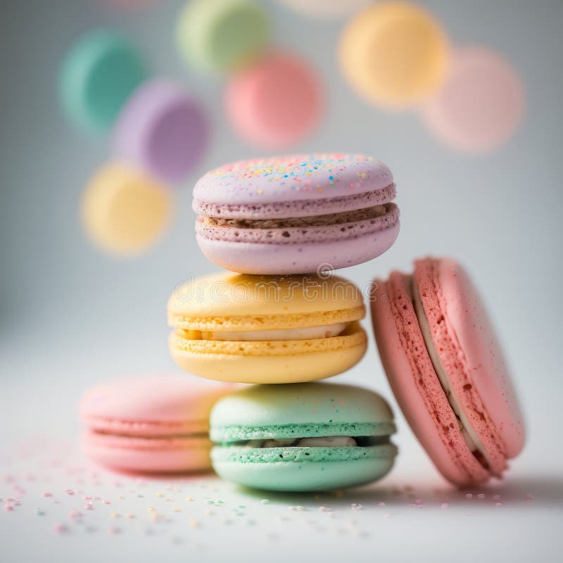 Colorful Macarons Stacked on Top of Each Other. Generative AI Stock ...