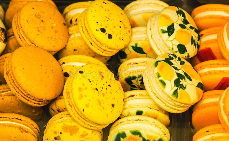Colorful macaroon cakes stock photo. Image of colorful - 148082208