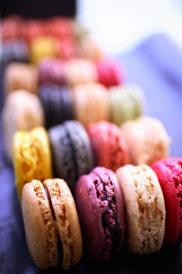 Colorful macaroons in box stock image. Image of tasty - 7540537