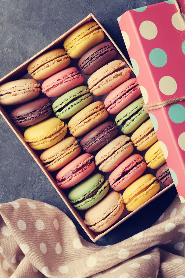 Colorful Macaroons in a Box Stock Image - Image of gift, macaroons ...