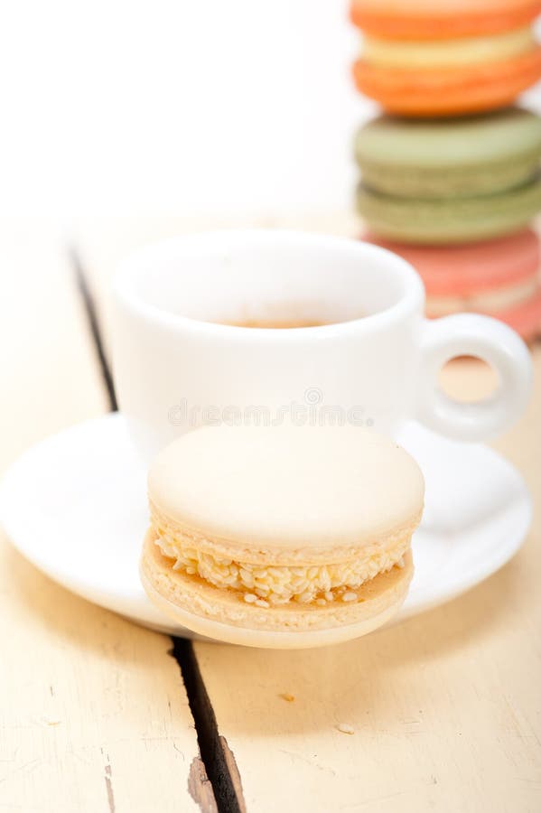 Colorful Macaroons with Espresso Coffee Stock Image - Image of ...